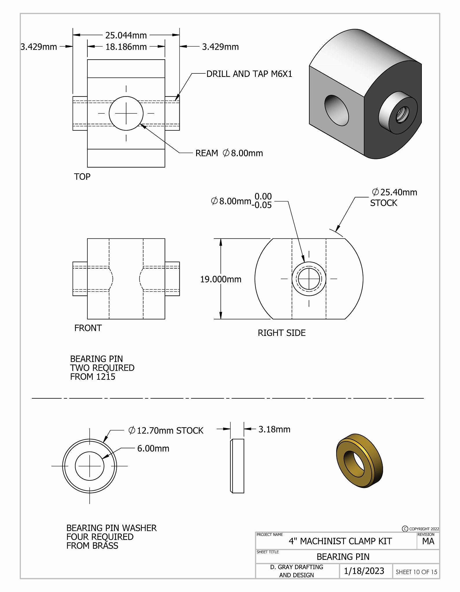 PAIR 4" (100mm) MACHINIST CLAMPS DRAWINGS ONLY – D. Gray Drafting and ...
