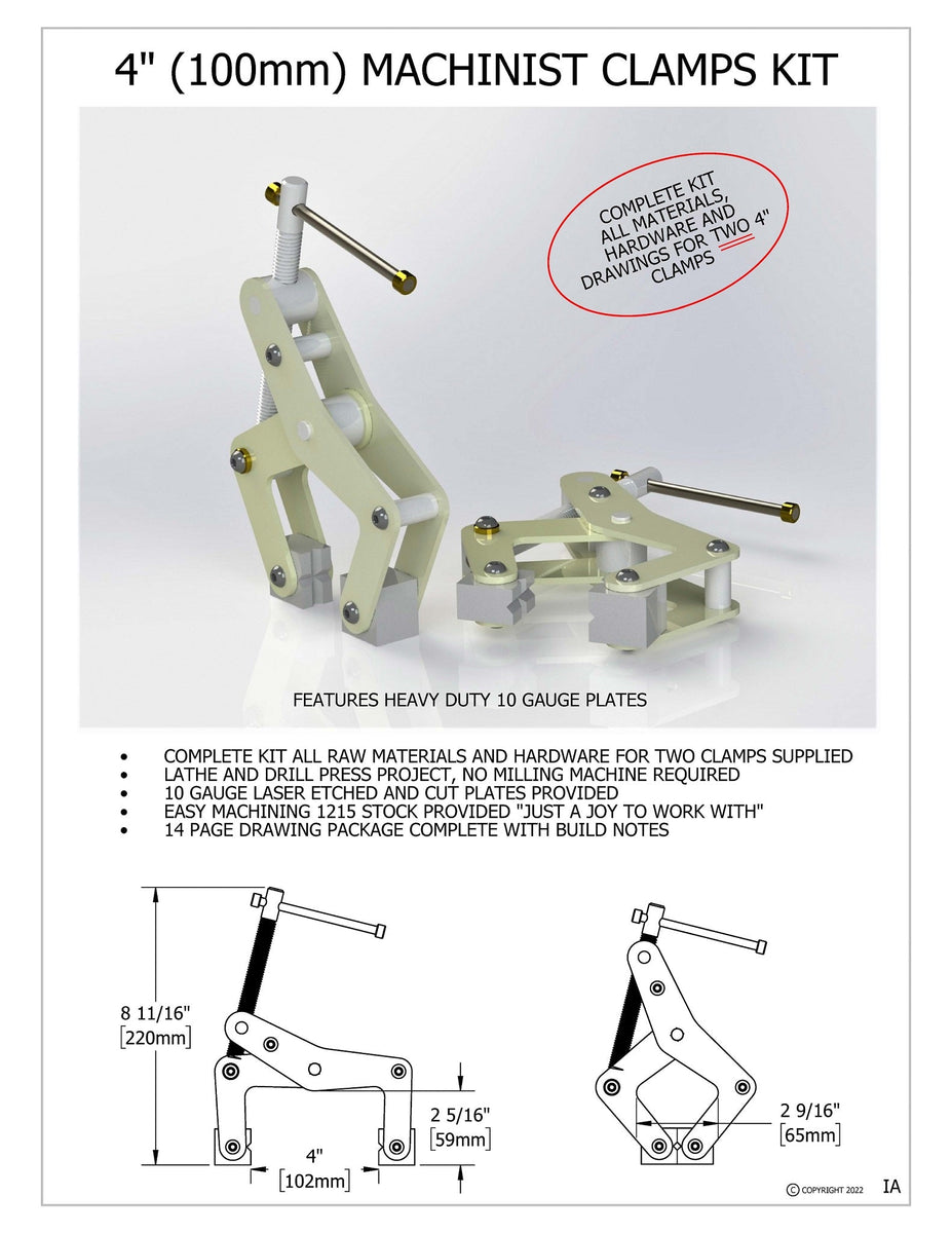 Pair 4" (100mm) Machinist Clamp Partial Kit – D. Gray Drafting and Design