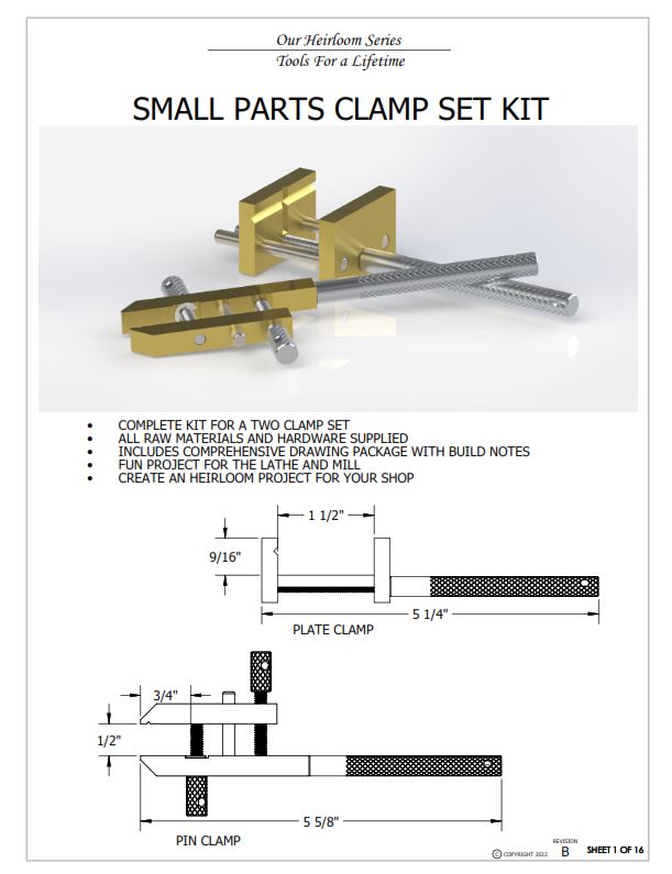 Small Parts Clamp Set Kit Drawings Only – D. Gray Drafting and Design